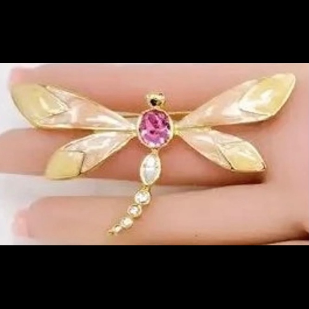 Kjl Vintage Swarovski Crystal Dragonfly Brooch - Gem